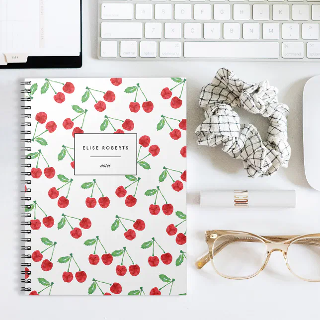 Cherry Pattern Personalized Notebook | Zazzle