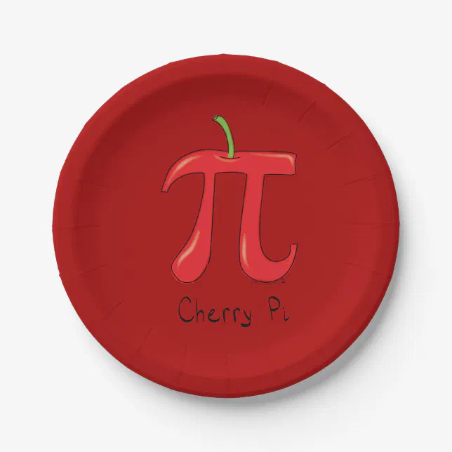 Cherry Pi Cute Math Pi Day Party Paper Plates | Zazzle