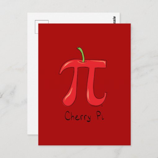 Cherry Pi Cute Math Pi Day Postcard | Zazzle