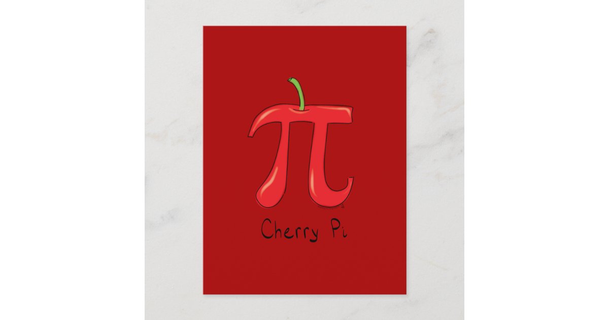 Cherry Pi Cute Math Pi Day Postcard | Zazzle