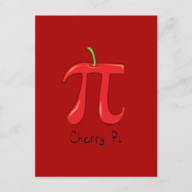 Cherry Pi Cute Math Pi Day Postcard | Zazzle