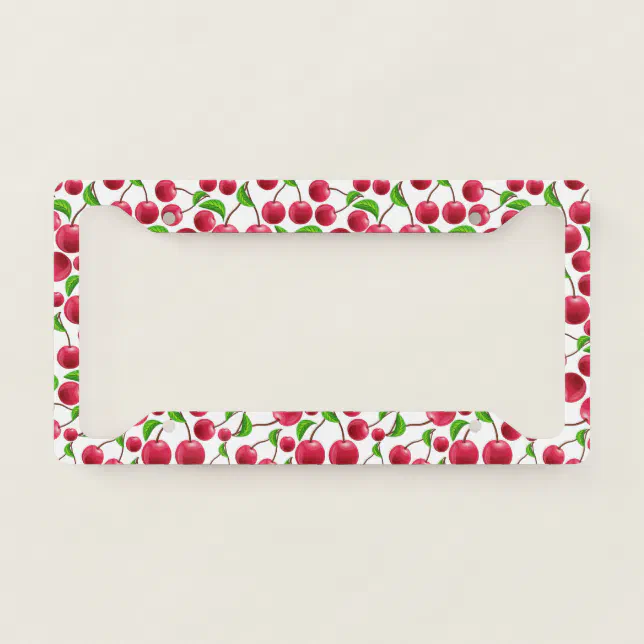 Cherry Print Retro License Plate Frame | Zazzle