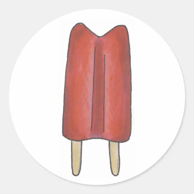 Cherry Red Twin Pop Popsicles Popsicle Ice Lolly Classic Round Sticker ...