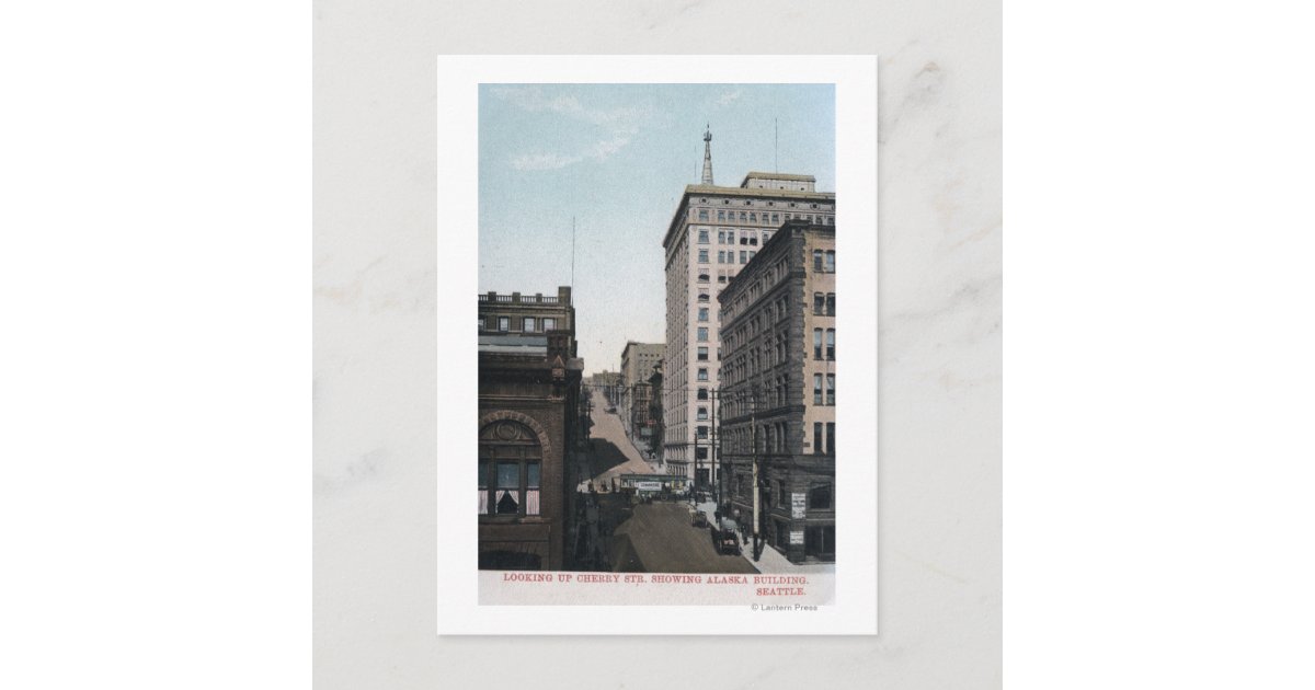 Cherry Street Scene with Alaska Bldg Postcard | Zazzle