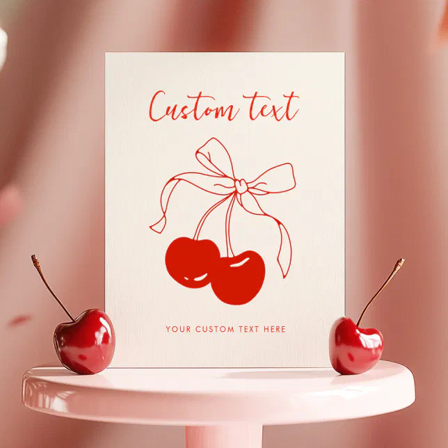 Cherry Theme Custom Text Table Sign | Zazzle