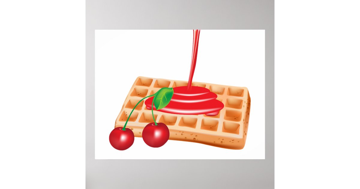 Cherry Waffles Poster | Zazzle