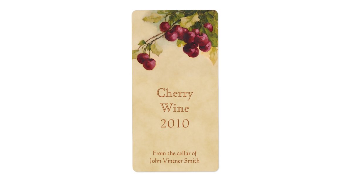 Cherry wine bottle label | Zazzle