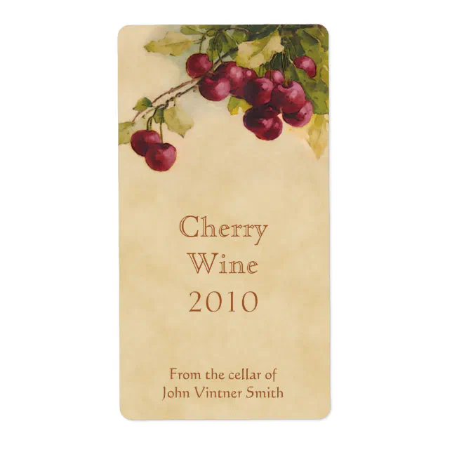 Cherry wine bottle label | Zazzle
