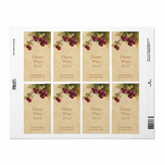 Cherry wine bottle label | Zazzle