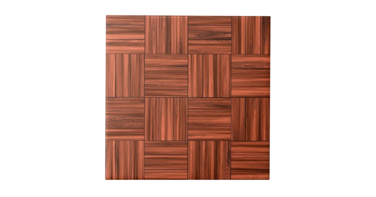 Cherry Wood Parquet Floor Pattern Ceramic Tile | Zazzle