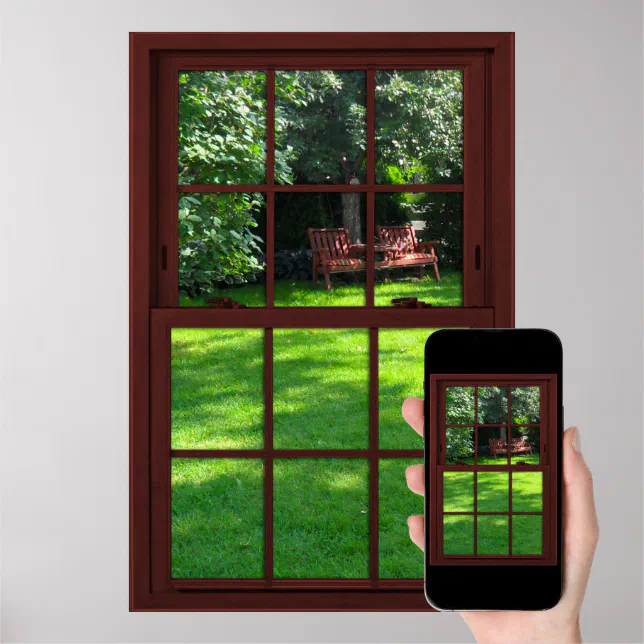 Cherry Wood Picture Backyard View Poster | Zazzle