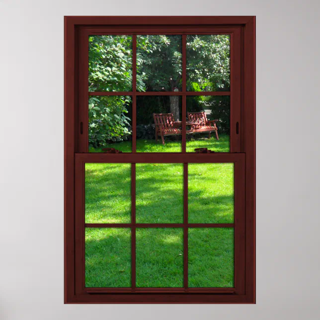 Cherry Wood Picture Backyard View Poster | Zazzle