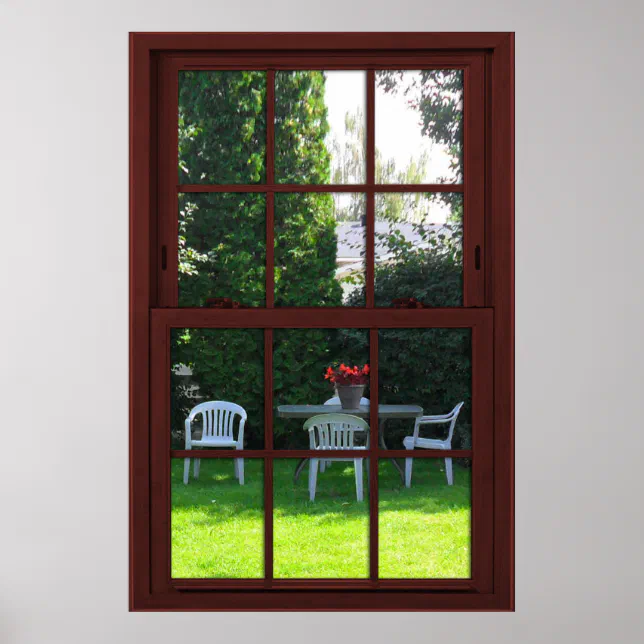 Cherry Wood Picture Backyard View Poster | Zazzle