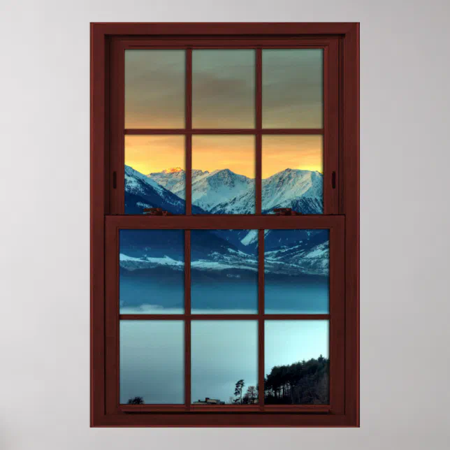 Cherry Wood Picture Window Mountain View 1 of 3 Poster | Zazzle
