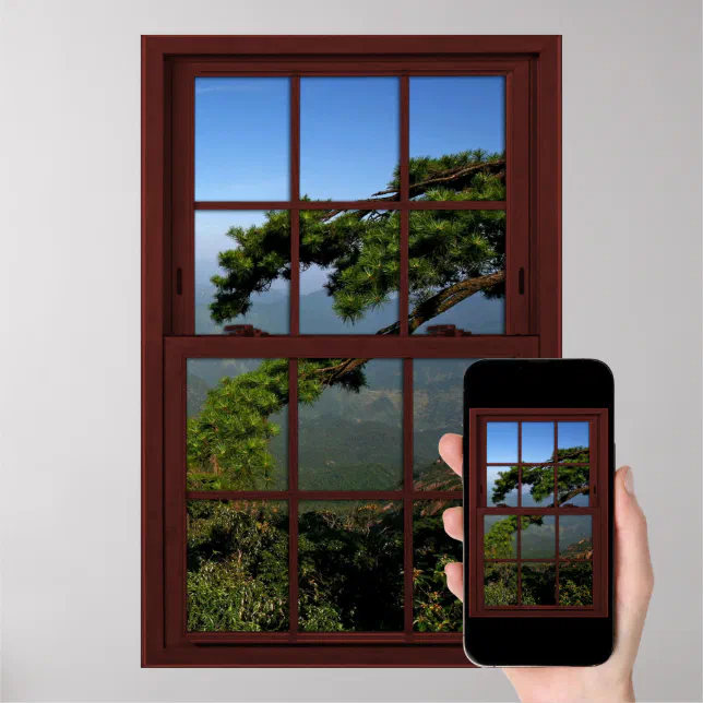 Cherry Wood Picture Window Scenery - Illusion Poster | Zazzle