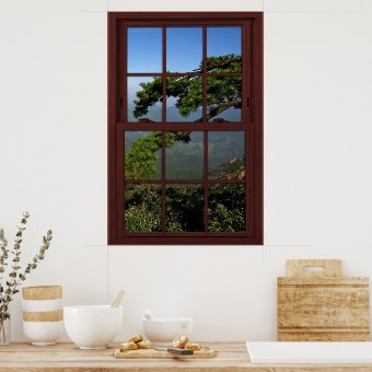 Cherry Wood Picture Window Scenery - Illusion Poster | Zazzle