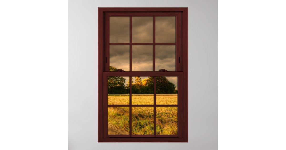 Cherry Wood Picture Window Scenery - Stormy Sky Poster | Zazzle