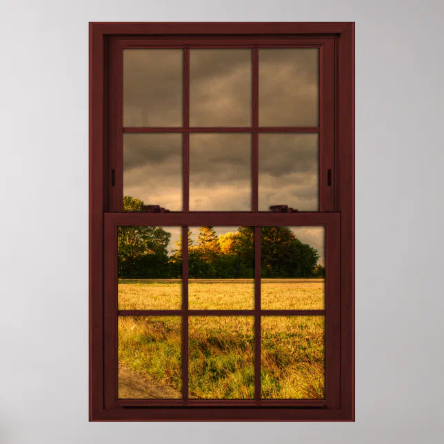 Cherry Wood Picture Window Scenery - Stormy Sky Poster | Zazzle