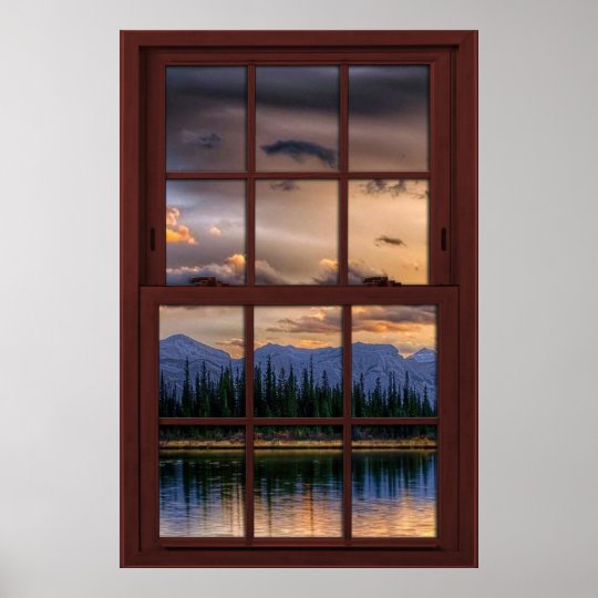 Cherry Wood Picture Window Scenery View 2 of 3 Poster | Zazzle.com