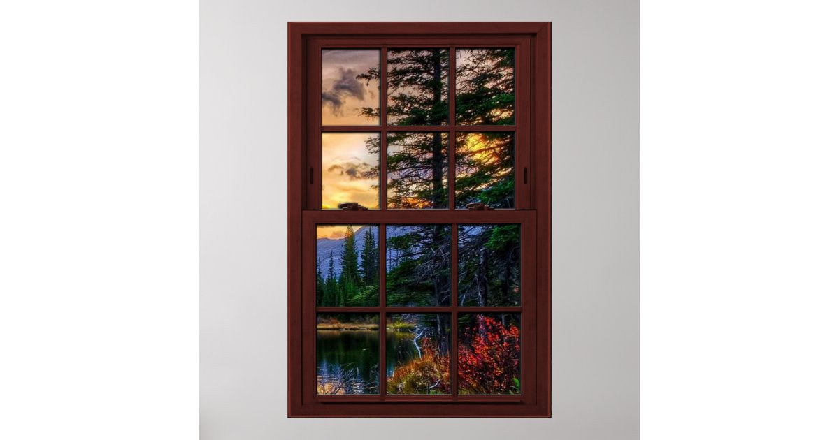 Cherry Wood Picture Window Scenery View 3 of 3 Poster | Zazzle