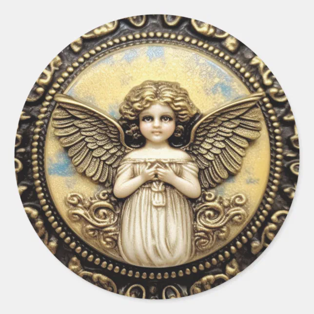 Cherub Angel Praying Classic Round Sticker | Zazzle