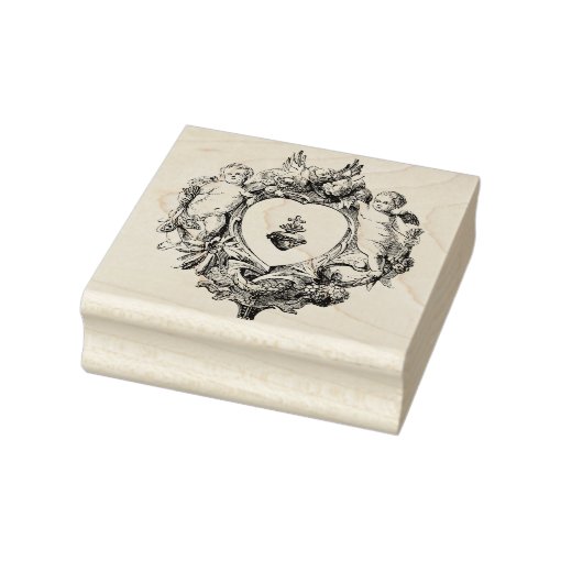 Cherub Angels Sacred Heart of Jesus Religious Rubber Stamp | Zazzle
