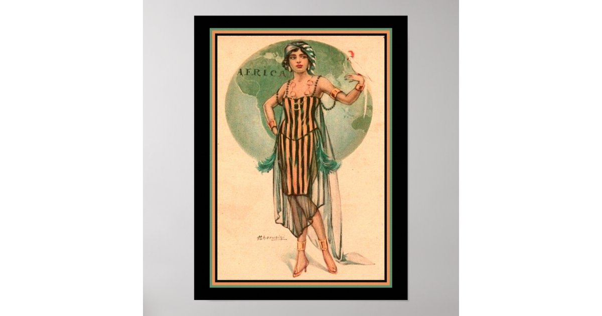 Cherubini, Art Deco "Traveling Girl" Poster | Zazzle