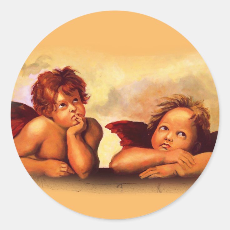 Cherubs, Angels, After Raphael: Original Artwork Classic Round Sticker ...