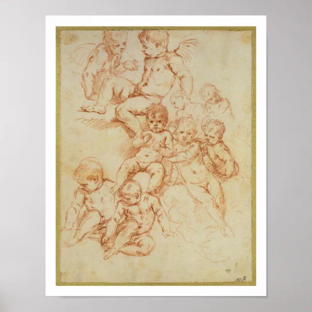 Cherubs, early 17th century (red chalk on paper) poster | Zazzle