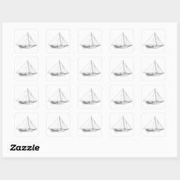 Chesapeake Bay Skipjack Sailboat Square Sticker | Zazzle