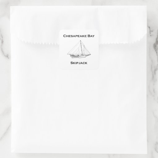Chesapeake Bay Vintage Skipjack Sailboat Drawing Square Sticker | Zazzle