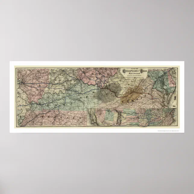 Chesapeake & Ohio Railroad Map 1873 Poster | Zazzle
