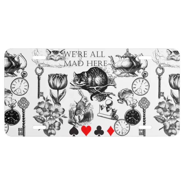 Cheshire Cat classic alice in wonderland mad License Plate | Zazzle