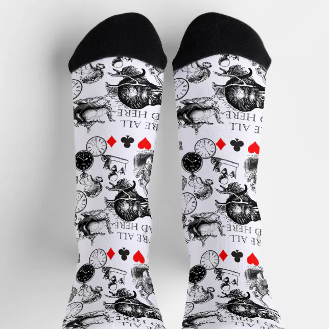 Cheshire Cat classic alice in wonderland mad Socks | Zazzle