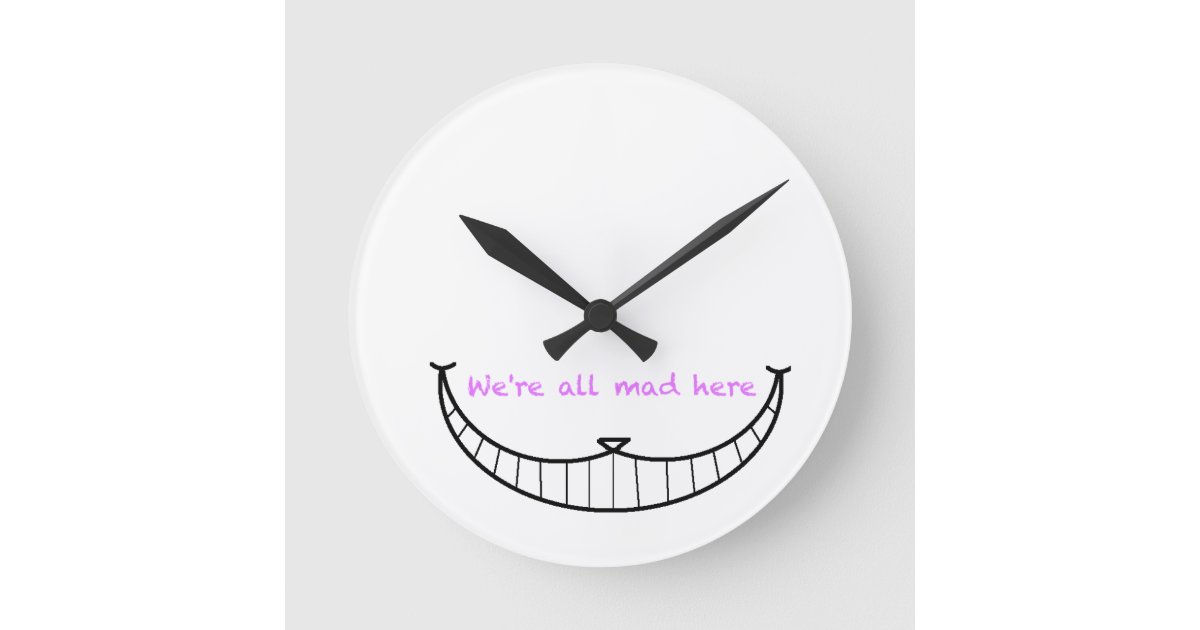 Cheshire Cat Smile Round Clock | Zazzle