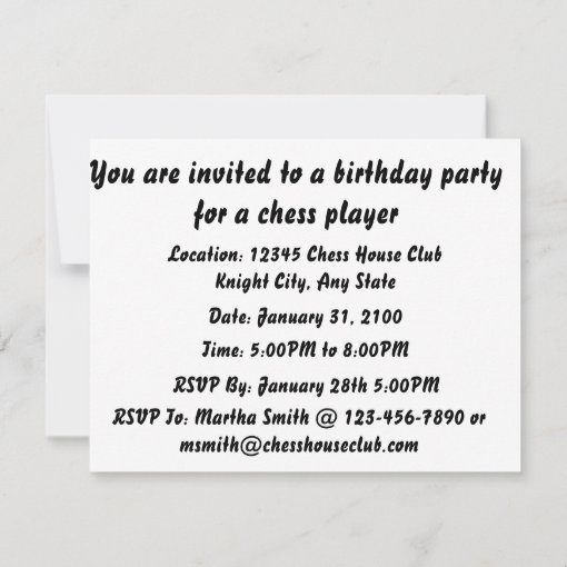 Chess A Competition Between Two Minds (Birthday) Invitation | Zazzle