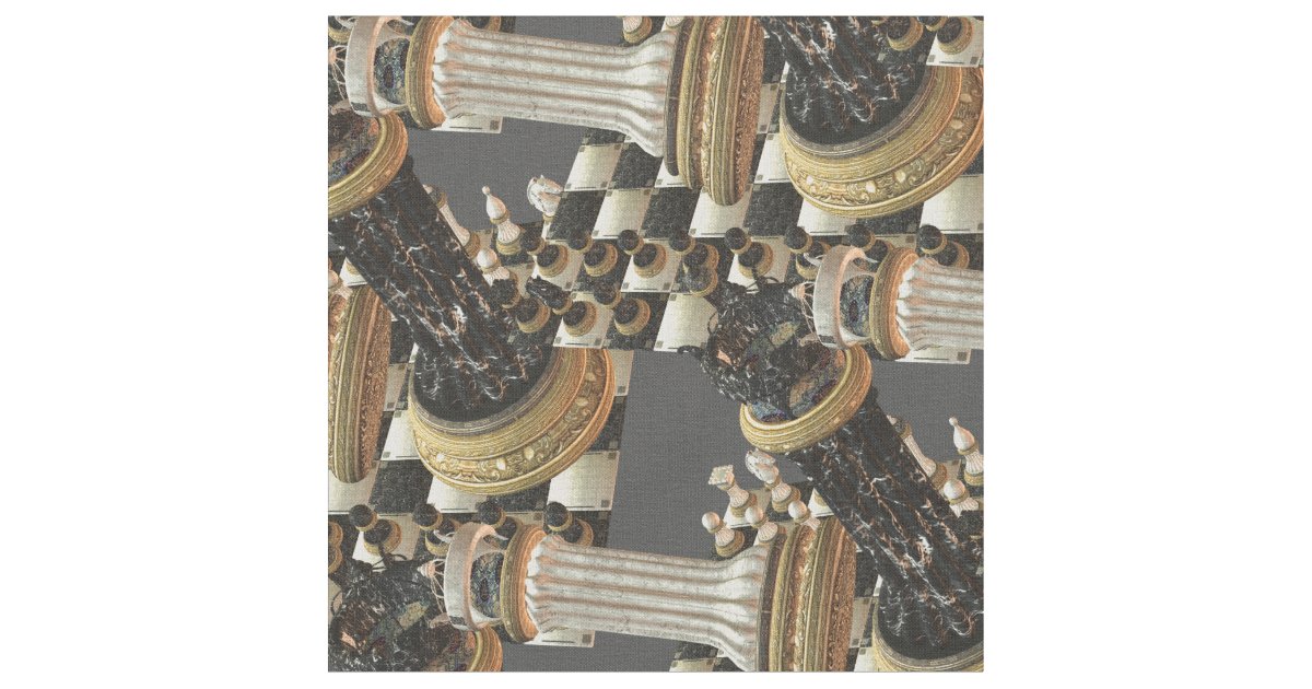 Chess Battle Chess Board Fabric | Zazzle