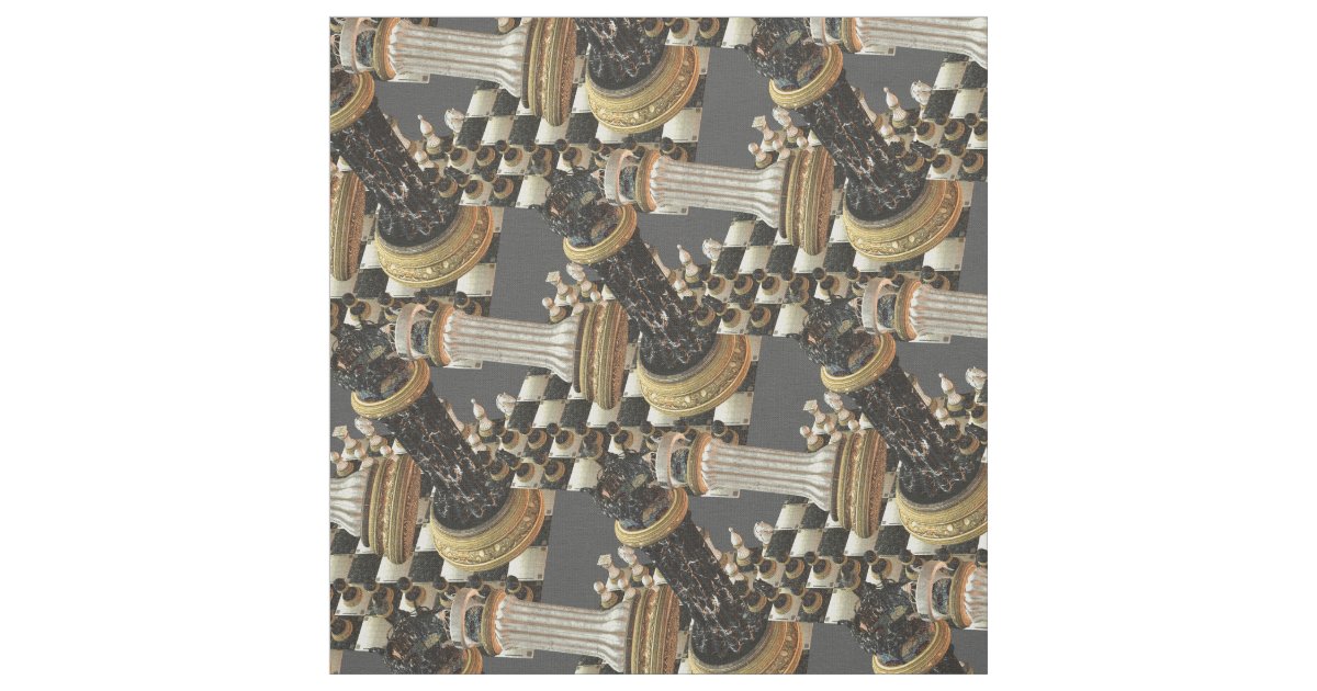Chess Battle Chess Board Fabric | Zazzle
