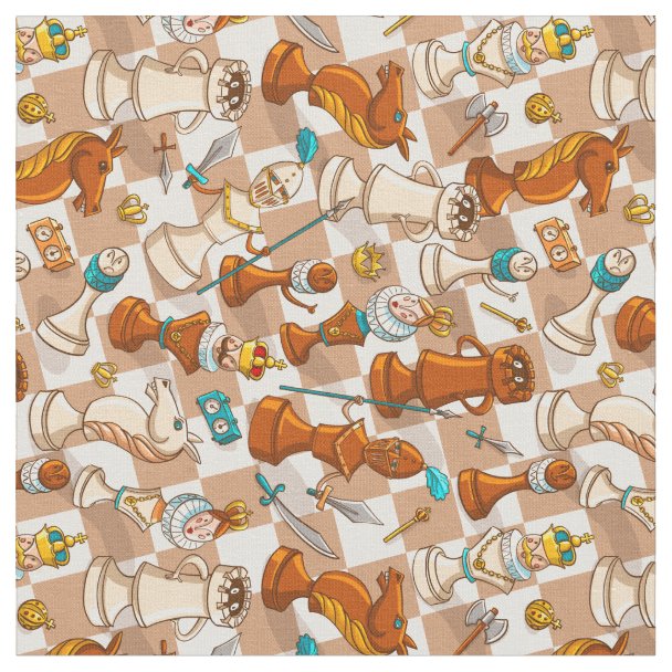 Chess Battle Chess Board Fabric | Zazzle