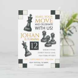 Chess Birthday Party Invitation for Chess Player | Zazzle