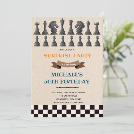 Chess birthday theme Invitation | Zazzle