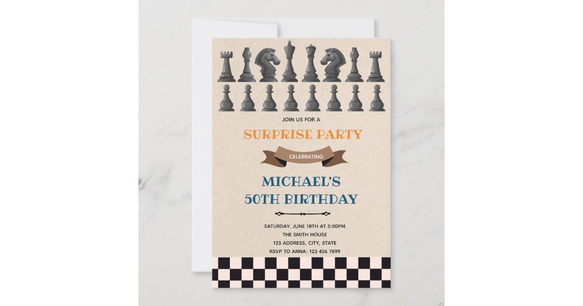 Chess birthday theme Invitation | Zazzle