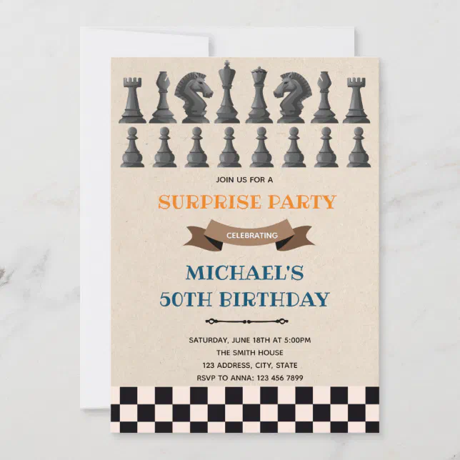 Chess birthday theme Invitation | Zazzle