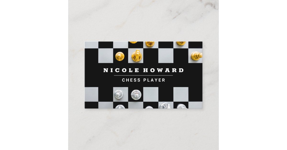 Chess Board | Gold Silver Pieces Business Card | Zazzle