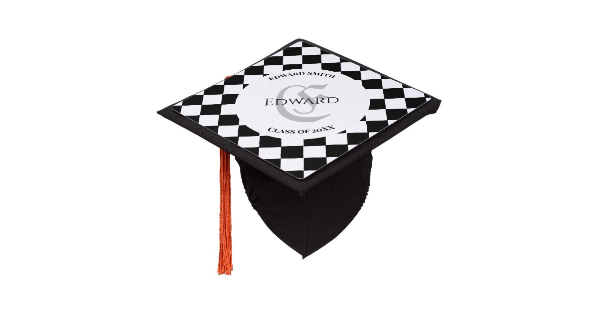 Chess Club Custom Name Initial Graduation Cap Topper | Zazzle