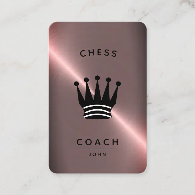 Chess Coach | Dark Faux Rose Gold Business Card | Zazzle