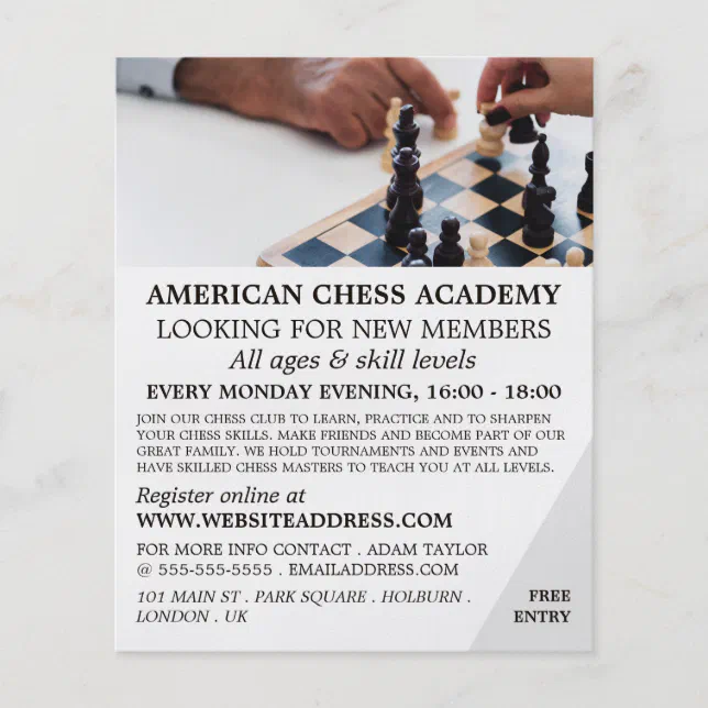 Chess Game, Chess Club Advertising Flyer | Zazzle