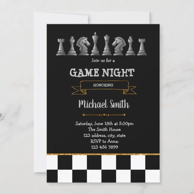 Chess game night party invitation | Zazzle