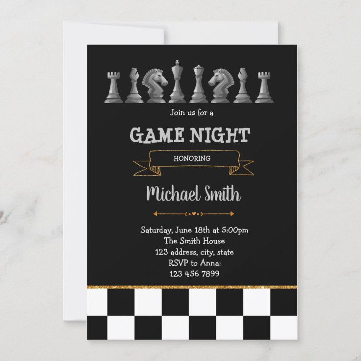 Chess game night party invitation | Zazzle
