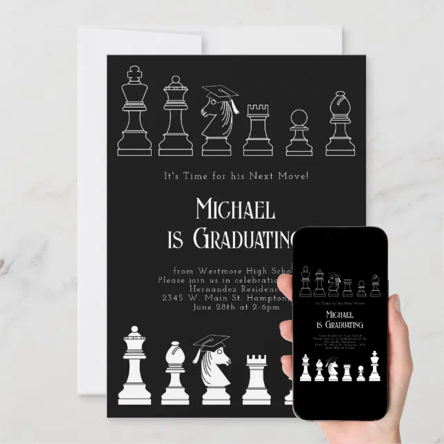 Chess Graduation Party Invitation | Zazzle